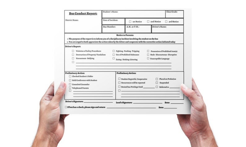 Editable Bus Conduct Template, Discipline Template for Bus, Student ...