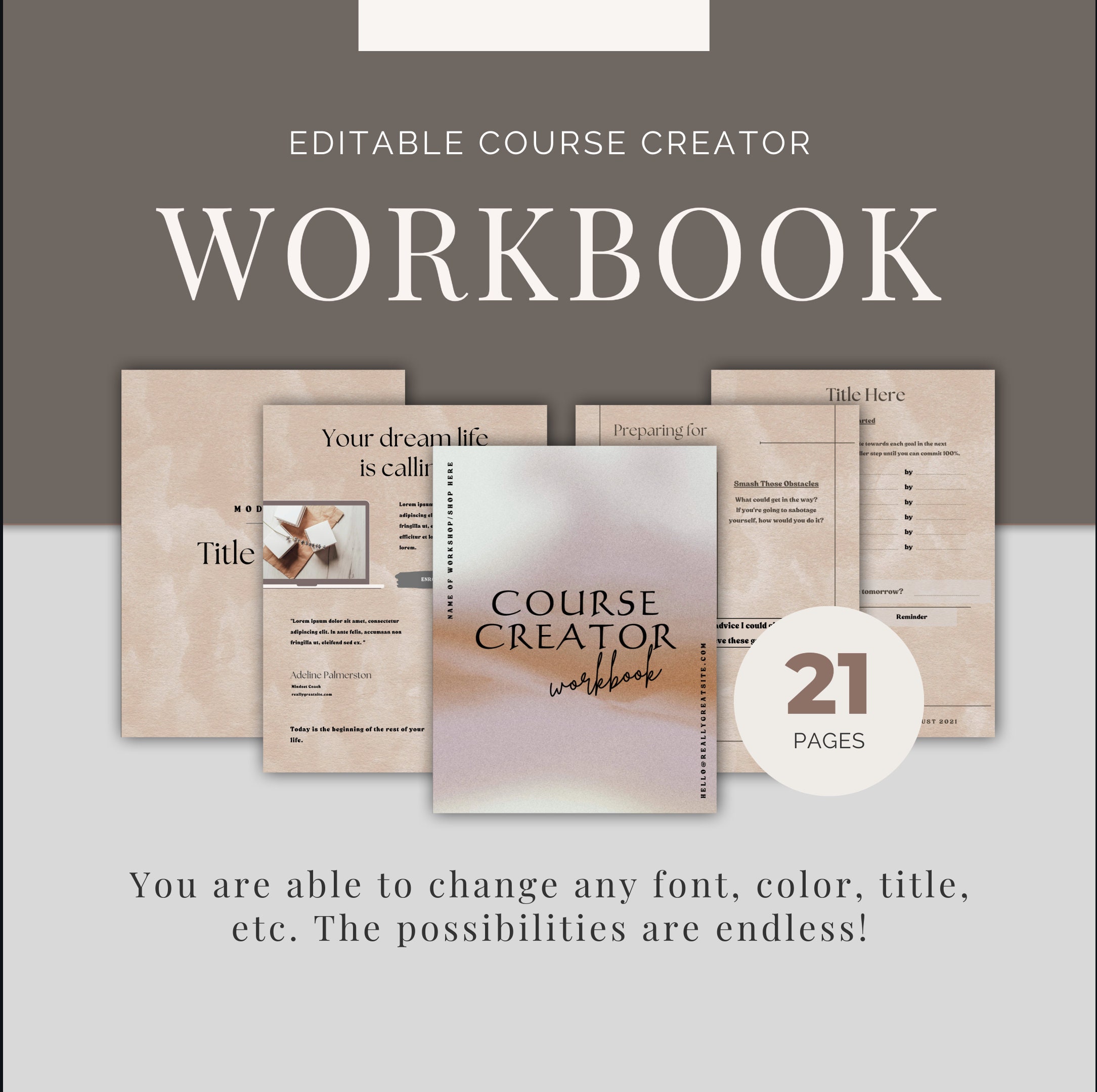 Boho Workbook Template | Neutral Colored Workbook Templates | Coaching ...