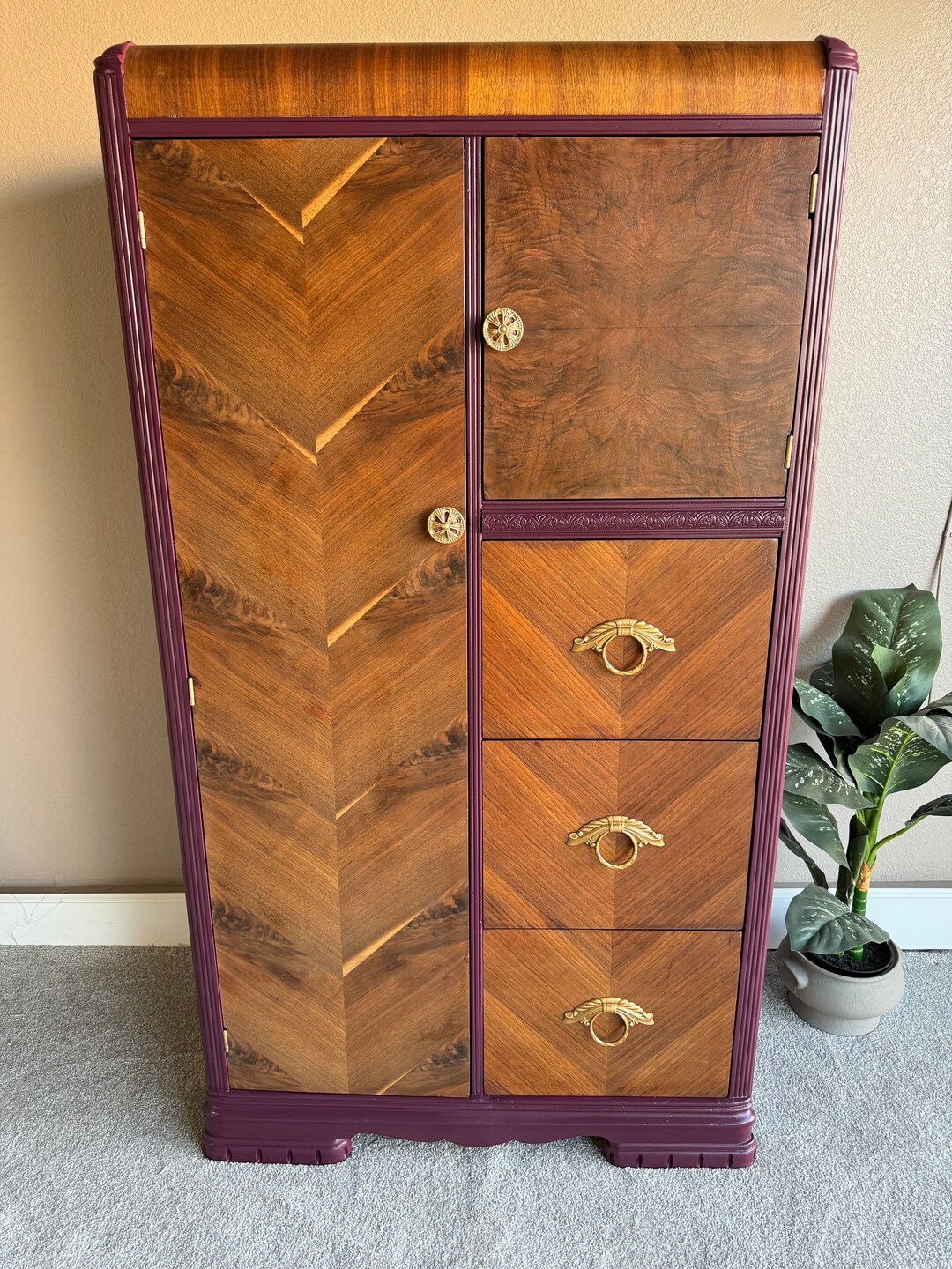 SOLD refinished Waterfall Armoire Vintage Elegance Revived - Etsy