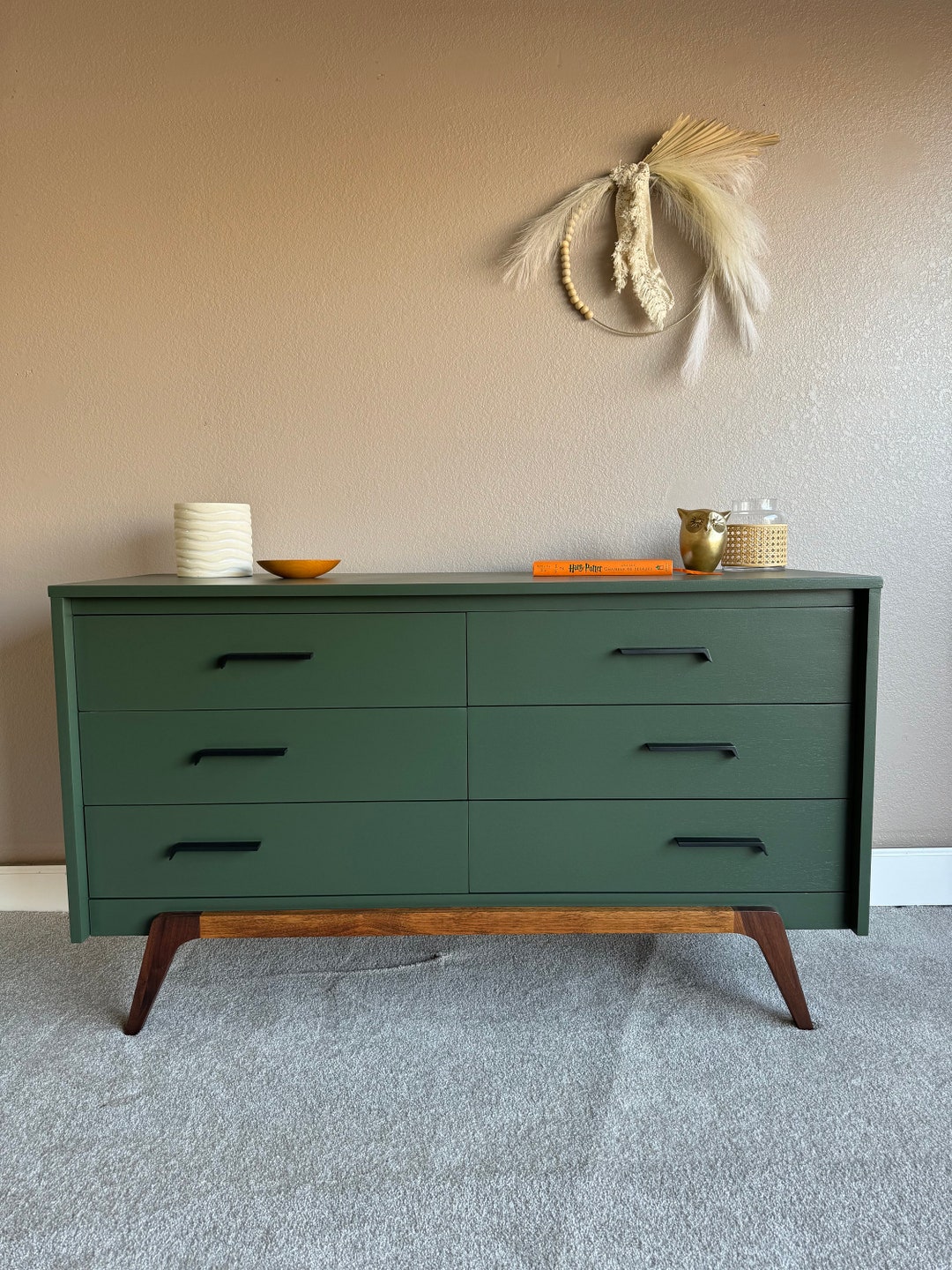 SOLD Sold Sold Soldrefinished 6-drawer MCM Dresser in Vibrant Green ...