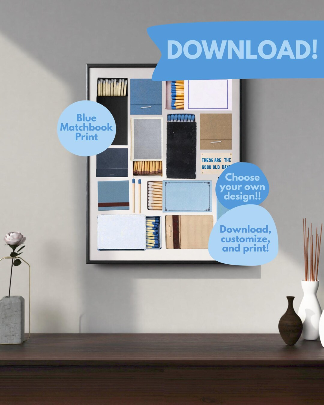BLUE Matchbook Poster Template, Blank Matchbook Template, Blank ...