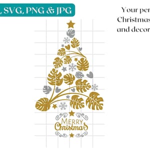 Monstera Christmas Tree Digital File (dxf, Svg, Png) | Monstera Svg ...