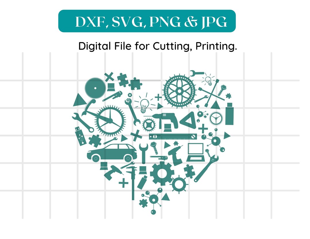 Mechanical Engineer Valentine Heart SVG (dxf, Png, Jpg) (digital ...
