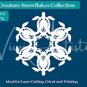 Sea Animal Snowflake (files for Cutting, Printing) | Sea Turtle Svg ...