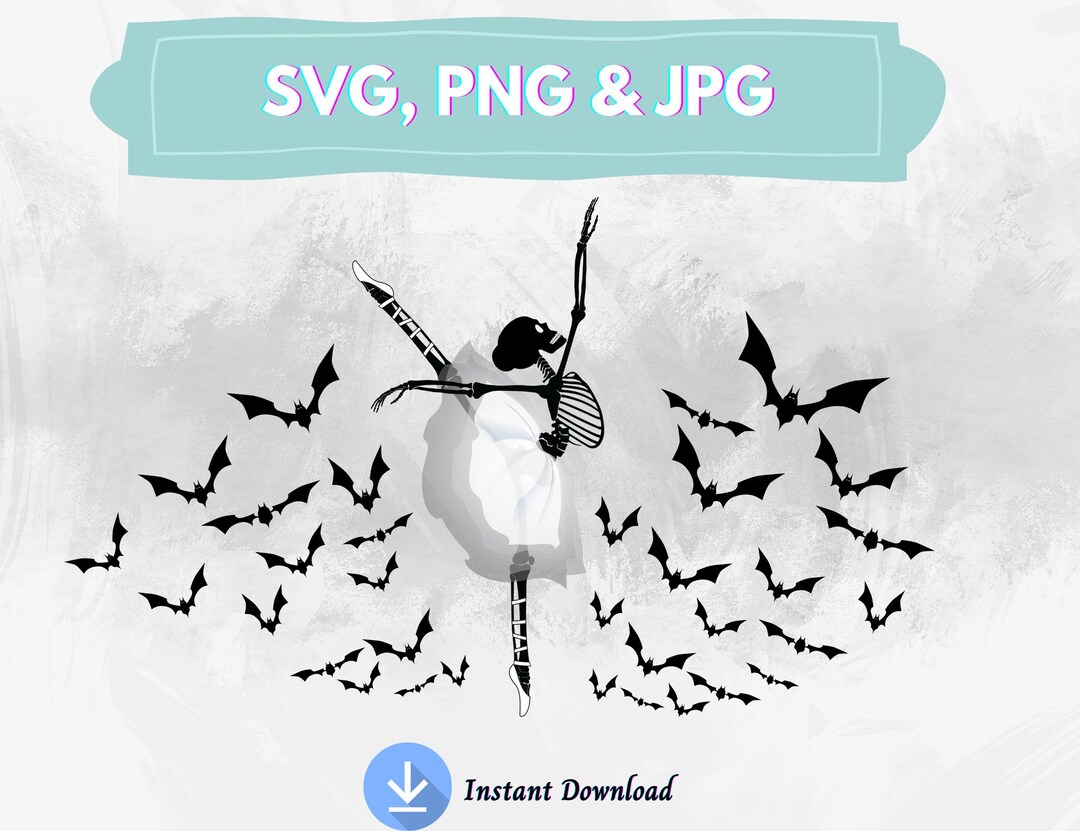 Ballerina Skeleton SVG: Halloween Ballet Clipart (digital Download) - Etsy