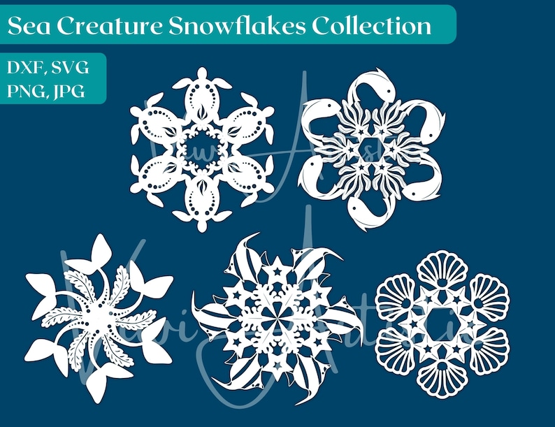 Sea Animal Snowflake (files for Cutting, Printing) | Sea Turtle Svg ...