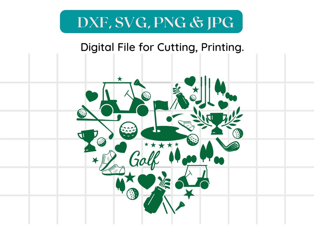 Golf Heart Svg| Golf Valentine Svg | Valentine Gift Idea for Golf Lover ...