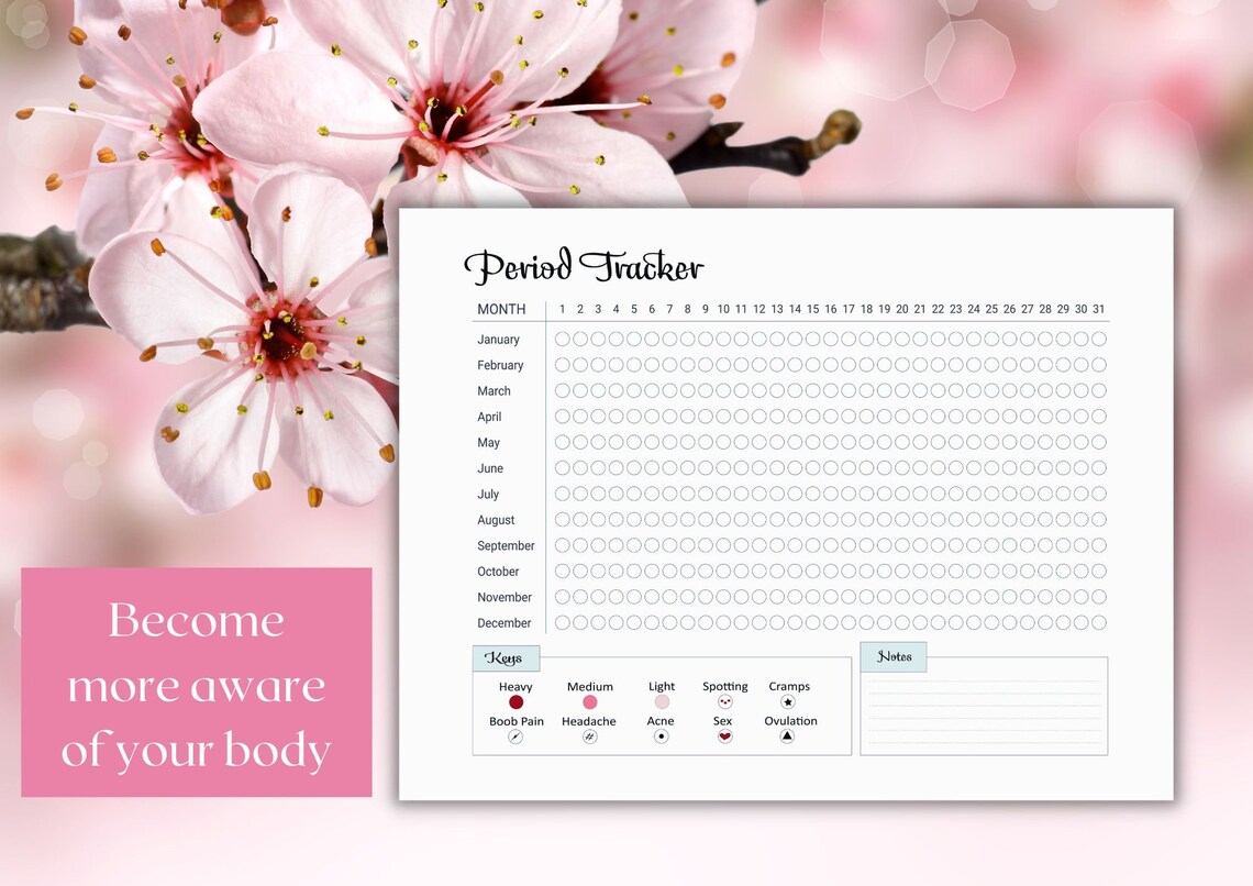 Period Tracker Printable, Menstrual Cycle Planner, Period Tracking ...