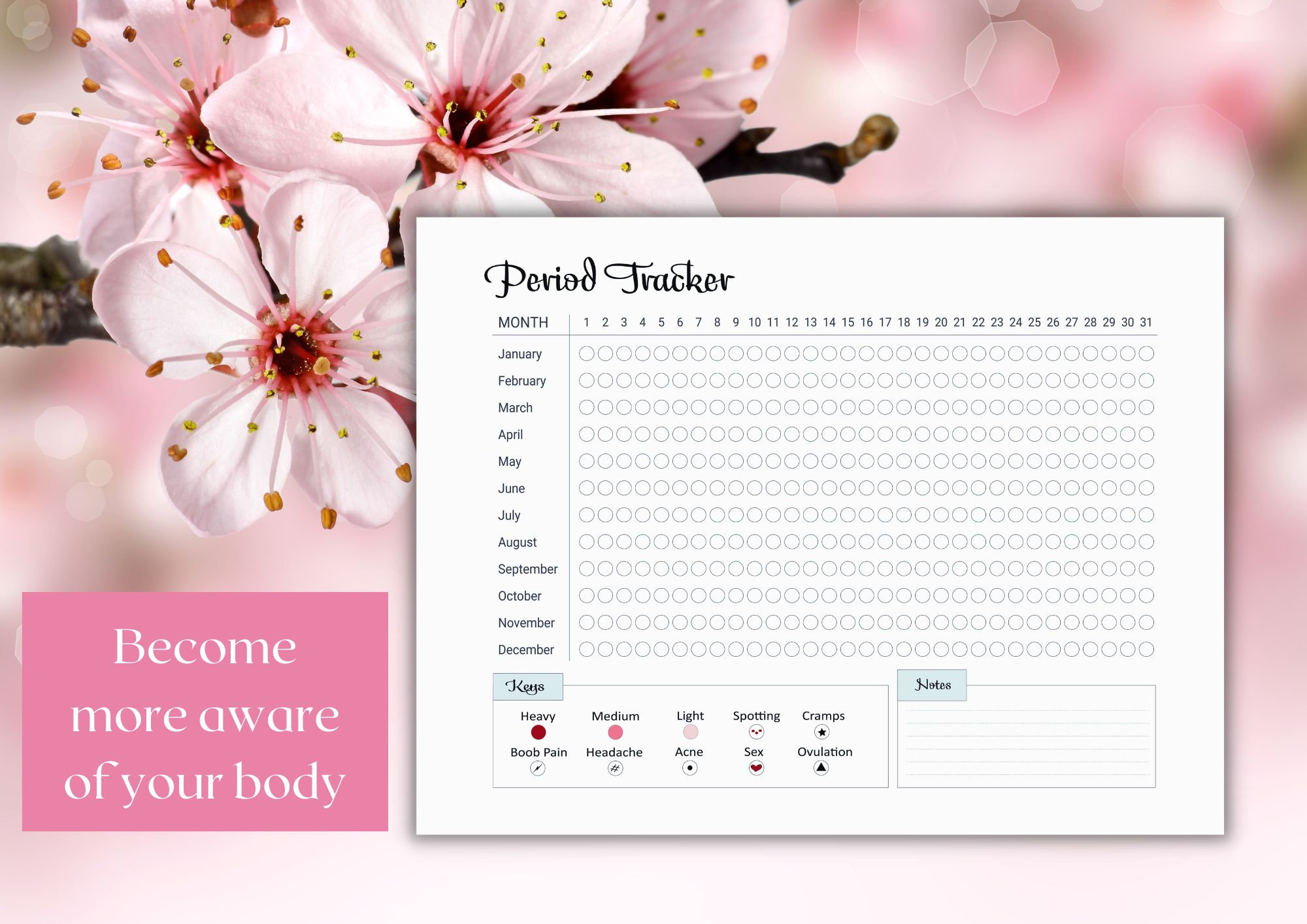 Period Tracker Printable, Menstrual Cycle Planner, Period Tracking ...