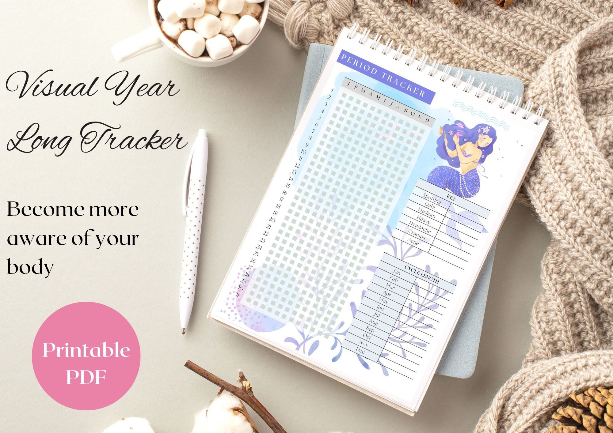 Period Tracker Printable, Menstrual Cycle Planner, Period Tracking ...