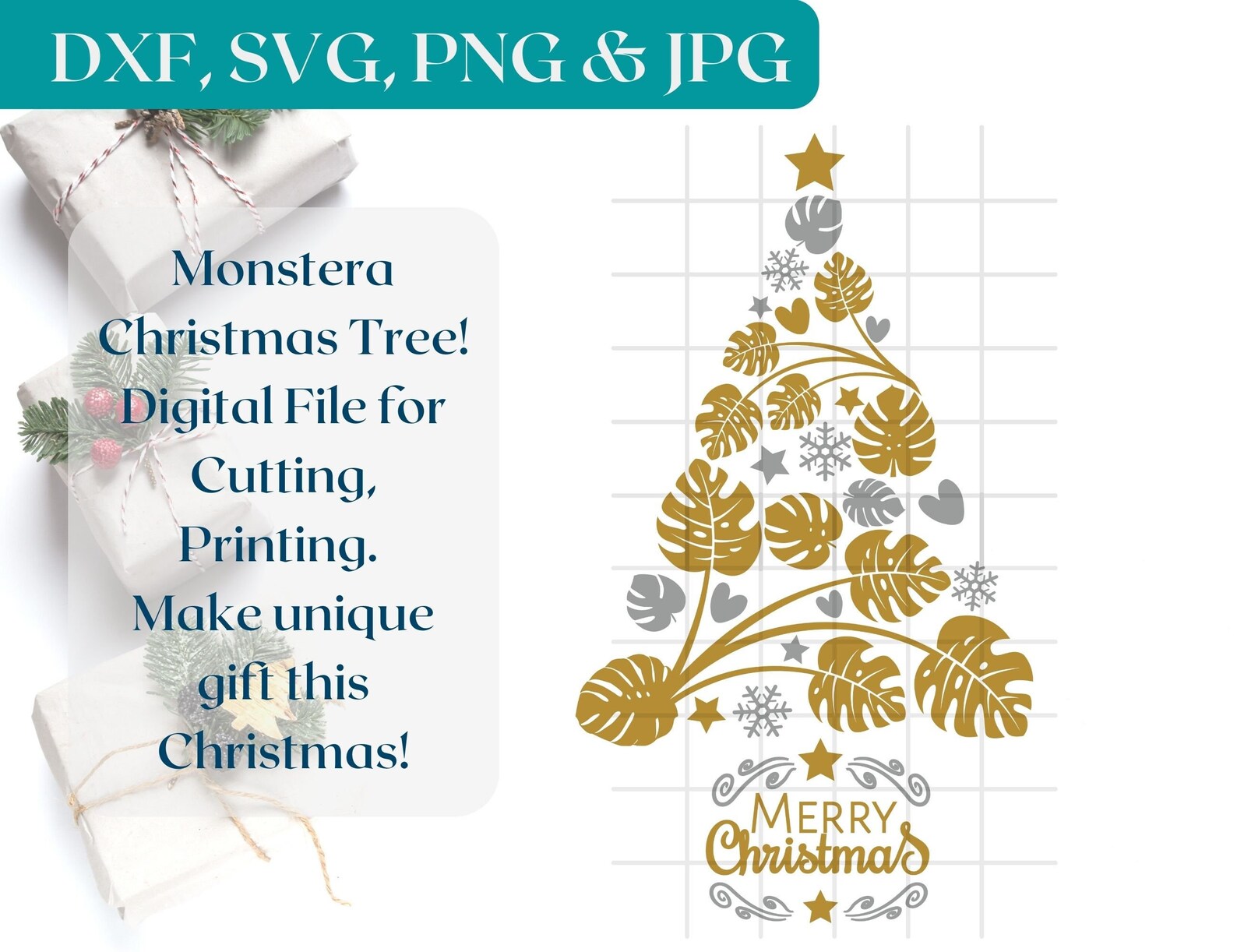 Monstera Christmas Tree Digital File dxf, Svg, Png Monstera Svg Indoor ...