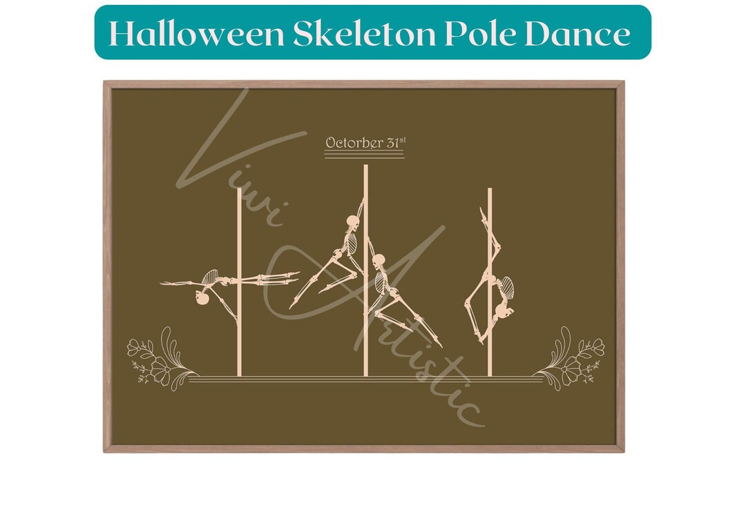 Halloween Skeleton Pole Dance Poster: Printable Wall Art (digital ...