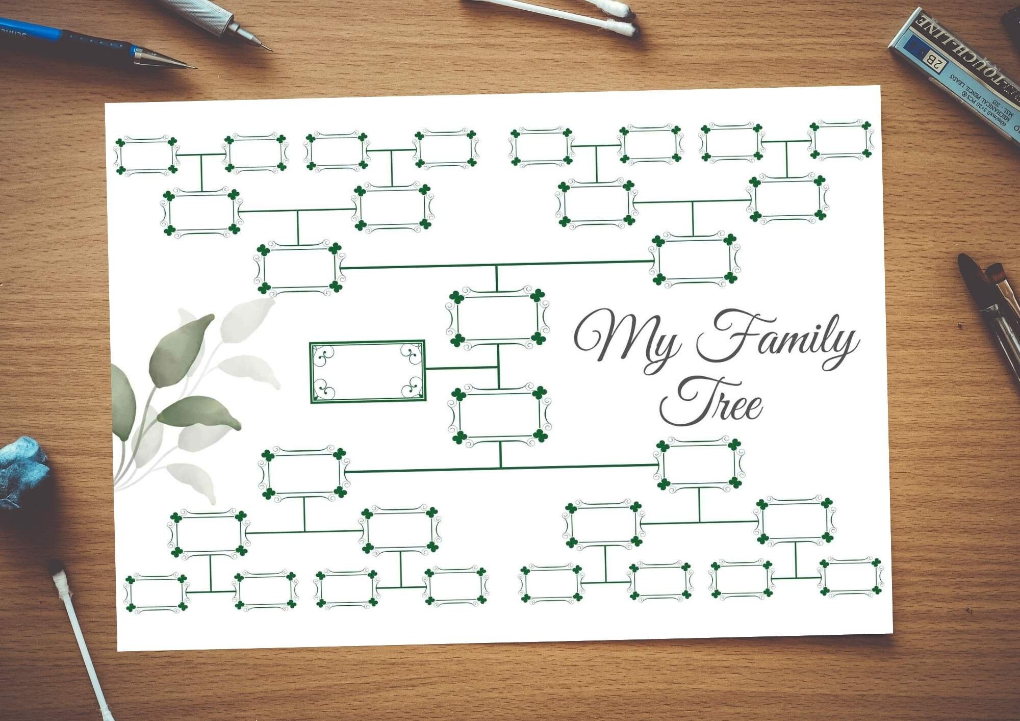 Family Tree Chart| Family Tree Template| Pedigree Chart| Genealogy ...