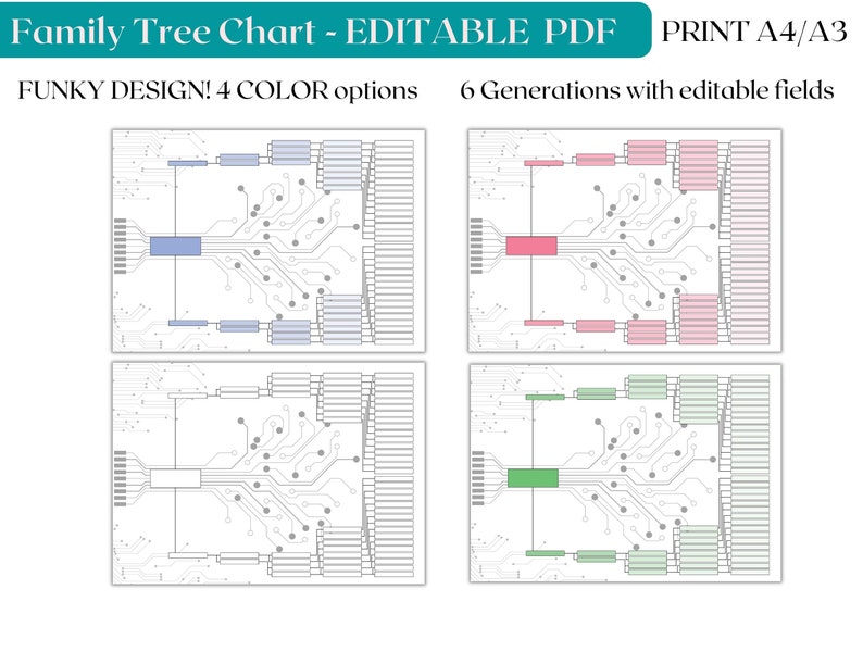 Family Tree Chart| Family Tree Template| Pedigree Chart| Genealogy ...