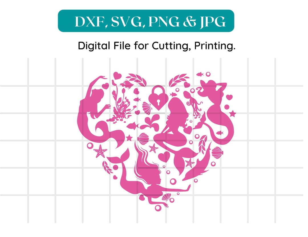 Mermaids Valentine Heart Svg | Mermaid Svg | Love Svg | Heart Svg ...