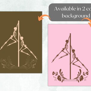 Pole Dance Skeleton Decor Skeleton Print Pole Fitness Print Pole Dance ...