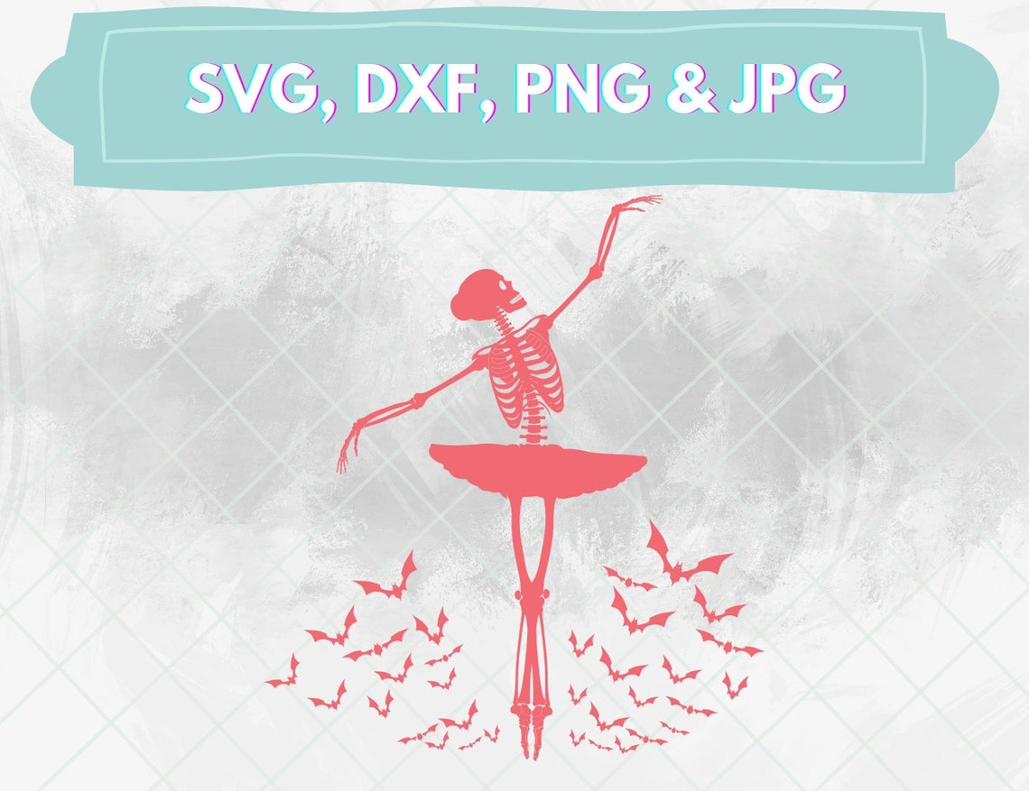 Ballerina Svg | Ballerina Skeleton Svg | Ballerina Skeleton and Bats ...