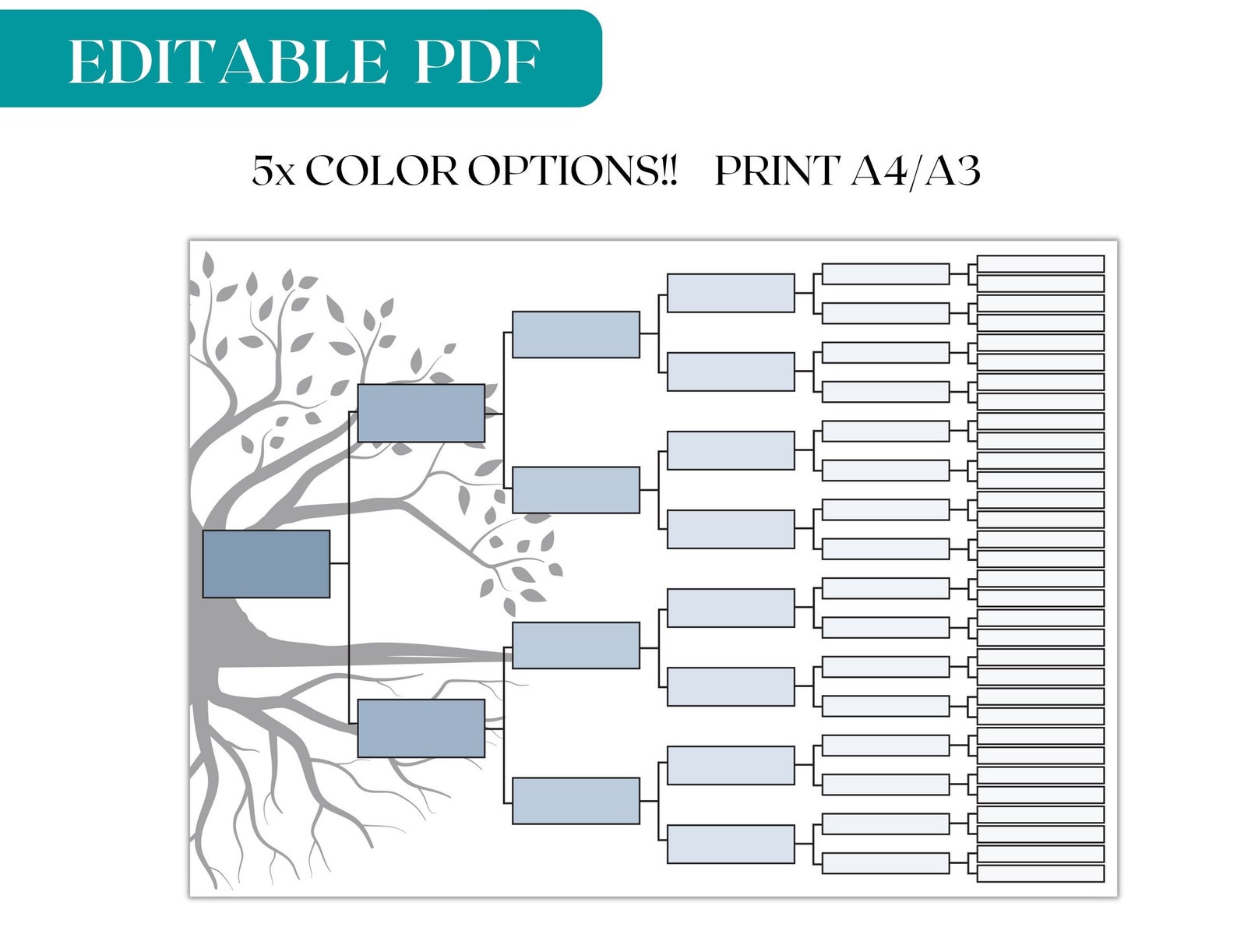 Family Tree Chart Family Tree Template Pedigree Chart Genealogy ...