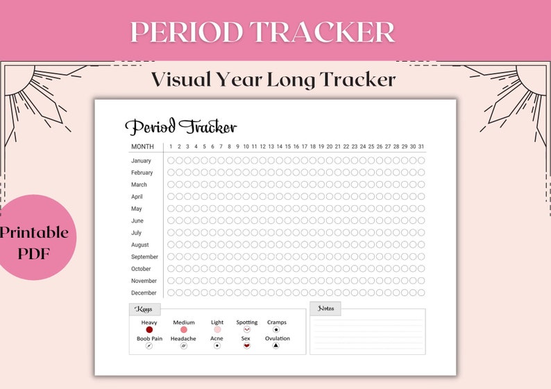 Period Tracker Printable Menstrual Cycle Planner Period Tracking