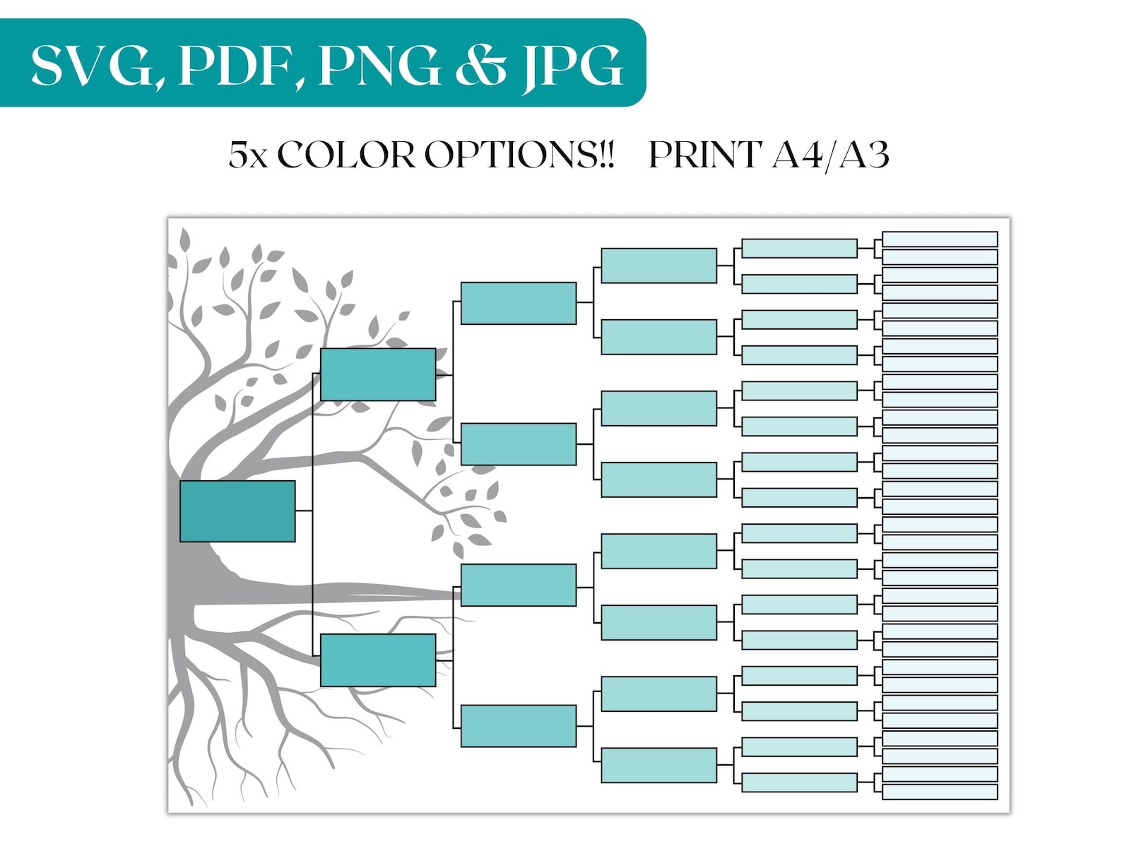 Family Tree Chart Family Tree Template Pedigree Chart - Etsy