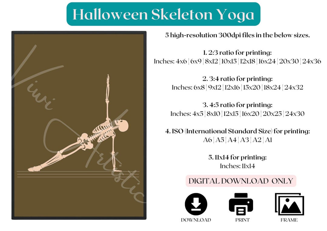 Halloween Yoga Skeleton Print: Side Plank Pose (digital Download) - Etsy