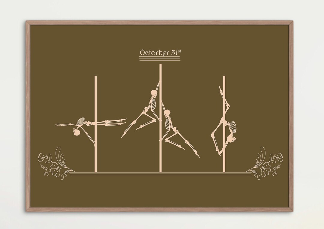 Skeletons Doing Pole Dance Poster Skeletons Print Pole Dance Poster ...