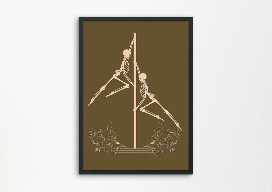 Pole Dance Skeleton Decor Skeleton Print Pole Fitness Print Pole Dance ...