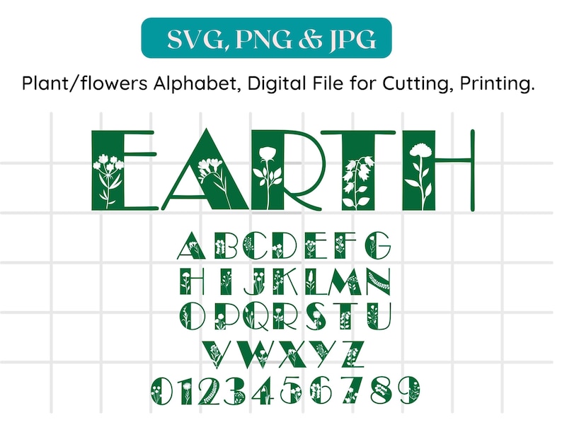 Flowers and Plants Alphabet Svg, Png| Flowers Alphabet Svg| Font Svg ...