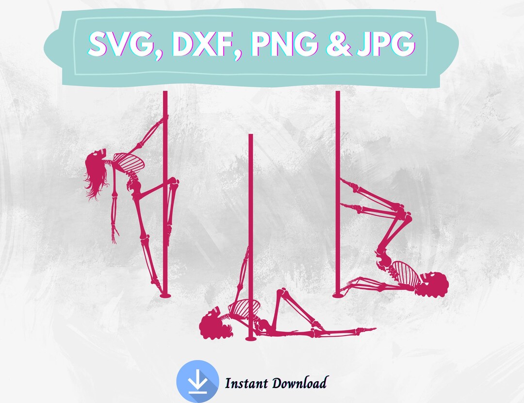 Skeleton Pole Dance SVG | Sexy Pole Fitness Clipart (digital Download ...