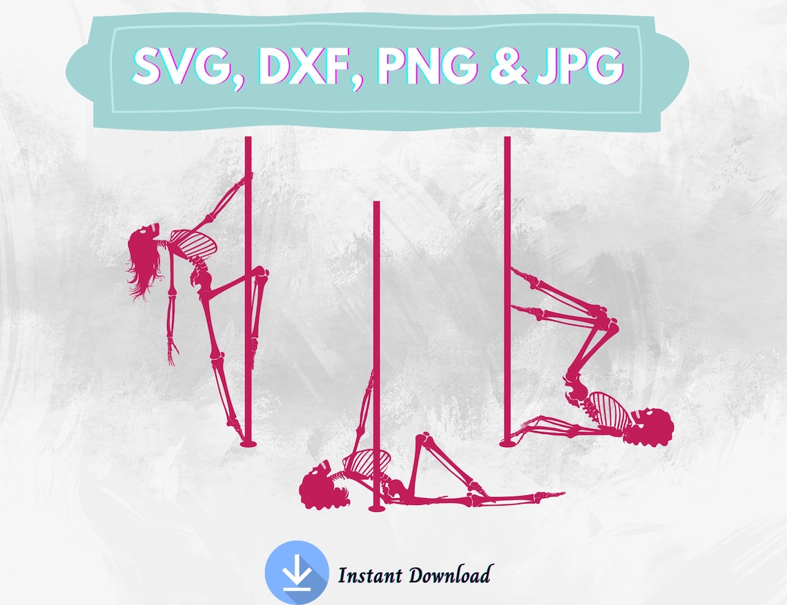 Skeleton Pole Dance SVG | Sexy Pole Fitness Clipart (digital Download ...