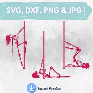 Pole Dance Svg | Pole Dance Clipart | Skeletons Dance Svg| Skeletons ...