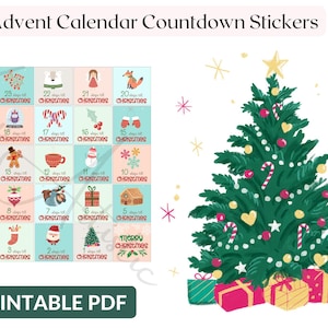 Printable Christmas Advent Calendar Stickers: DIY Countdown (PDF) - Etsy