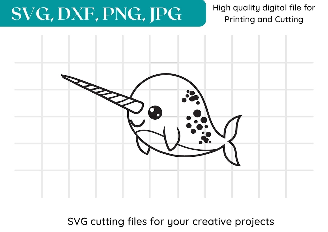 Narwhal Svg | Narwhal Png : High-quality Cute Narwhal Design for ...