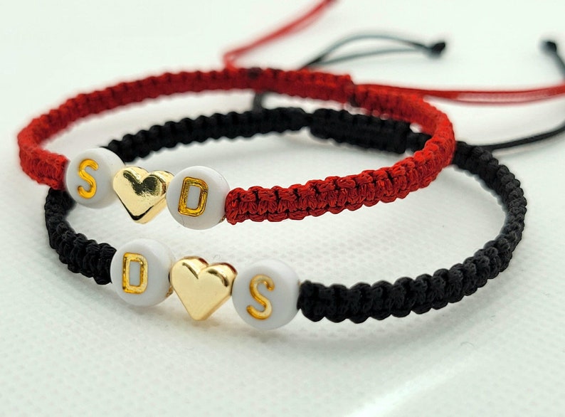Set of 2 Custom Initial Bracelets Personalized Friendships and Couples ...