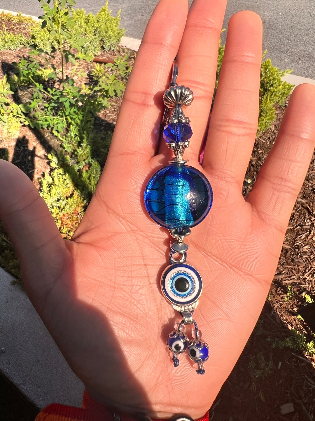 Dark Blue Evil Eye Keychain Mirror Charm Evil Eye Car - Etsy