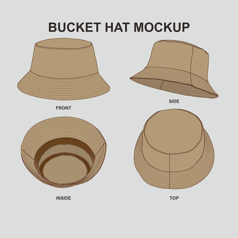 Bucket Hat Vector Mockup Illustration Flat Technical Drawing - Etsy