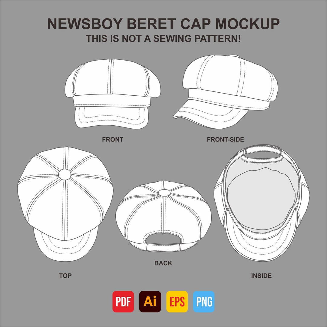 Newsboy Beret Cap Vector Mockup Illustration CAD Drawing - Etsy