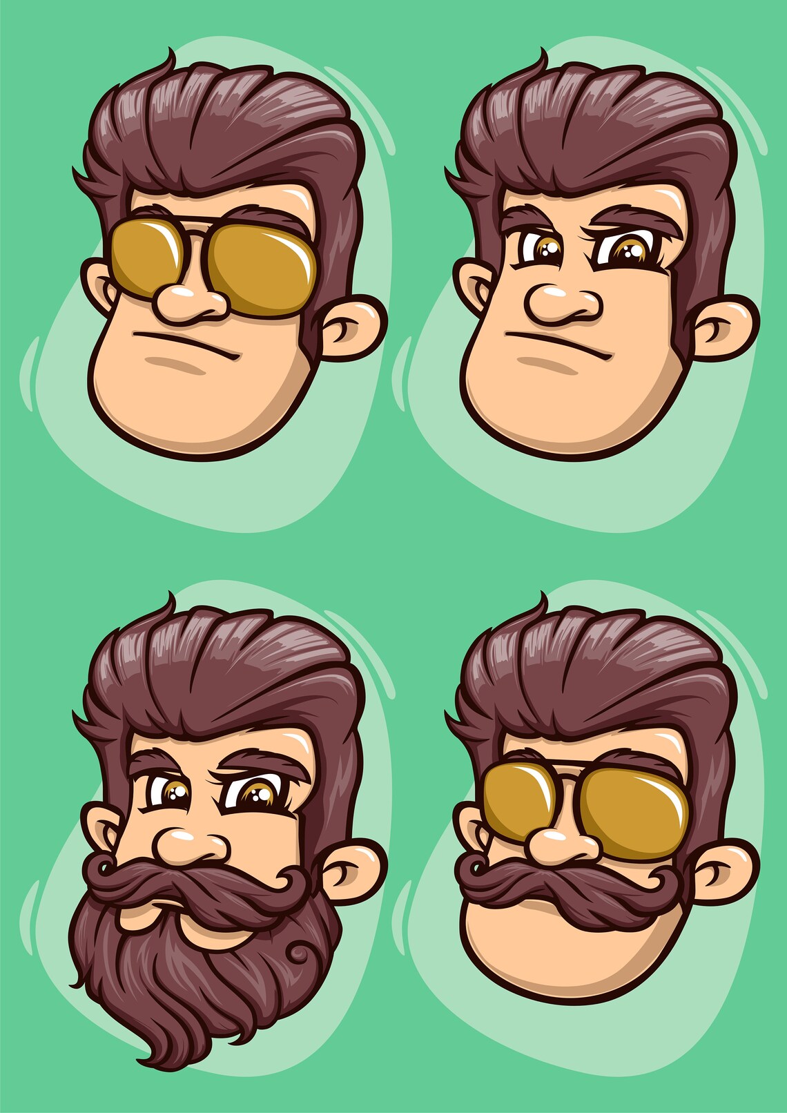 Editable Vector File Illustration of a Man With Beard Wearing ...