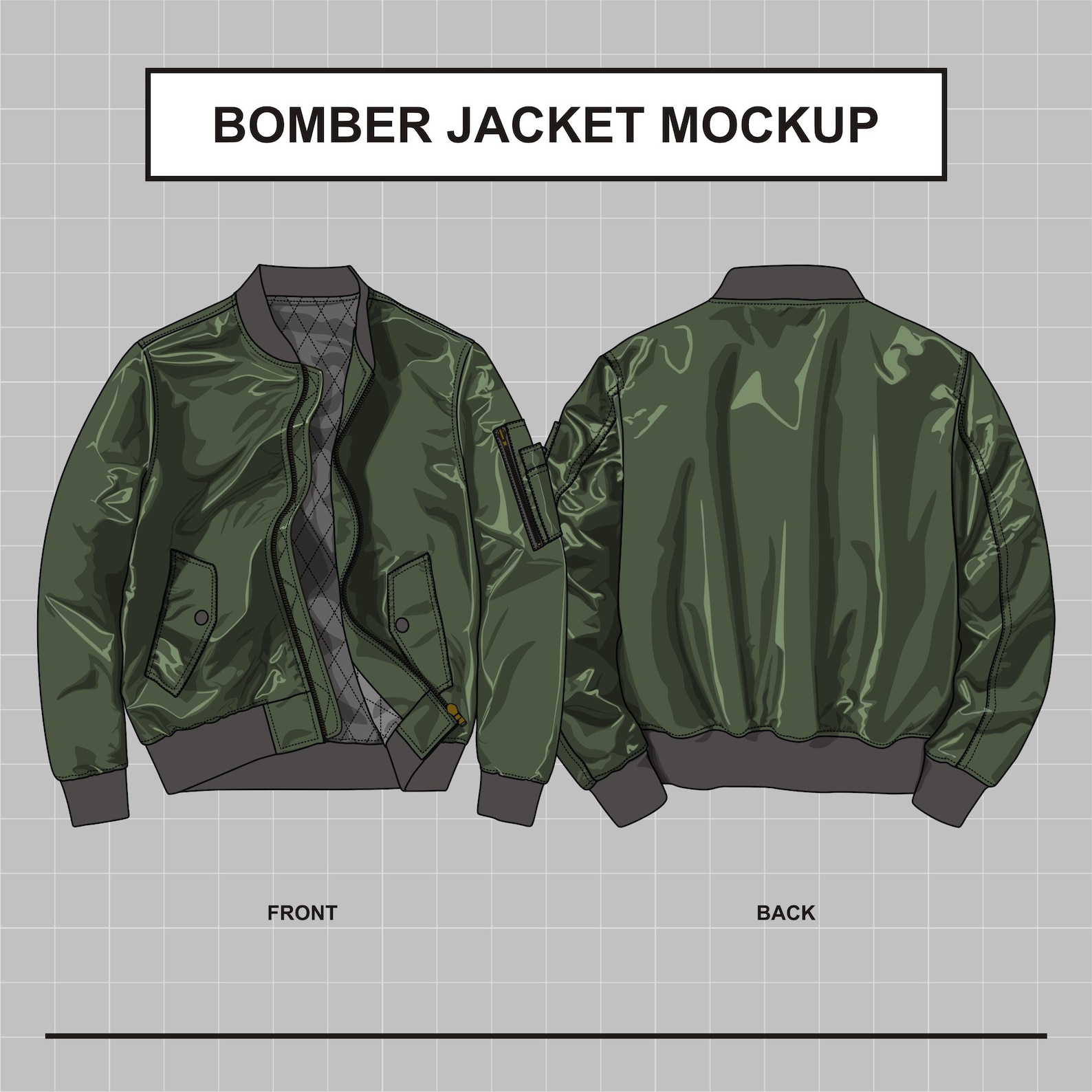 Mockup Bomber Jacket Vector Template - Etsy