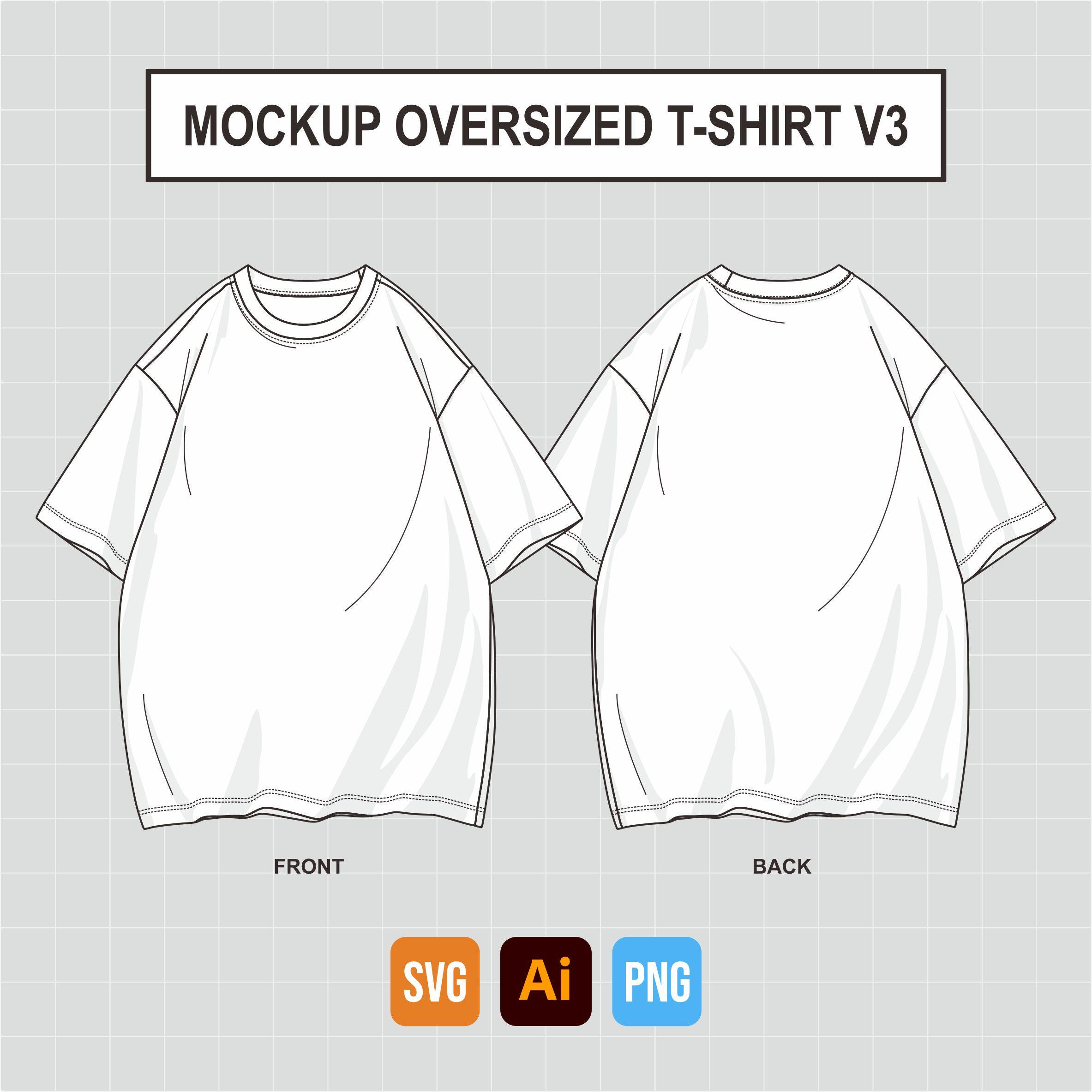 Oversized T-shirt Mockup Vector V3 Illustrator - Etsy