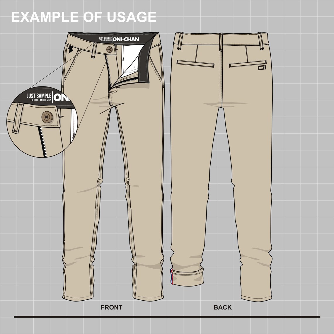 Chino Pant Vector Mockup Template Illustrator - Etsy