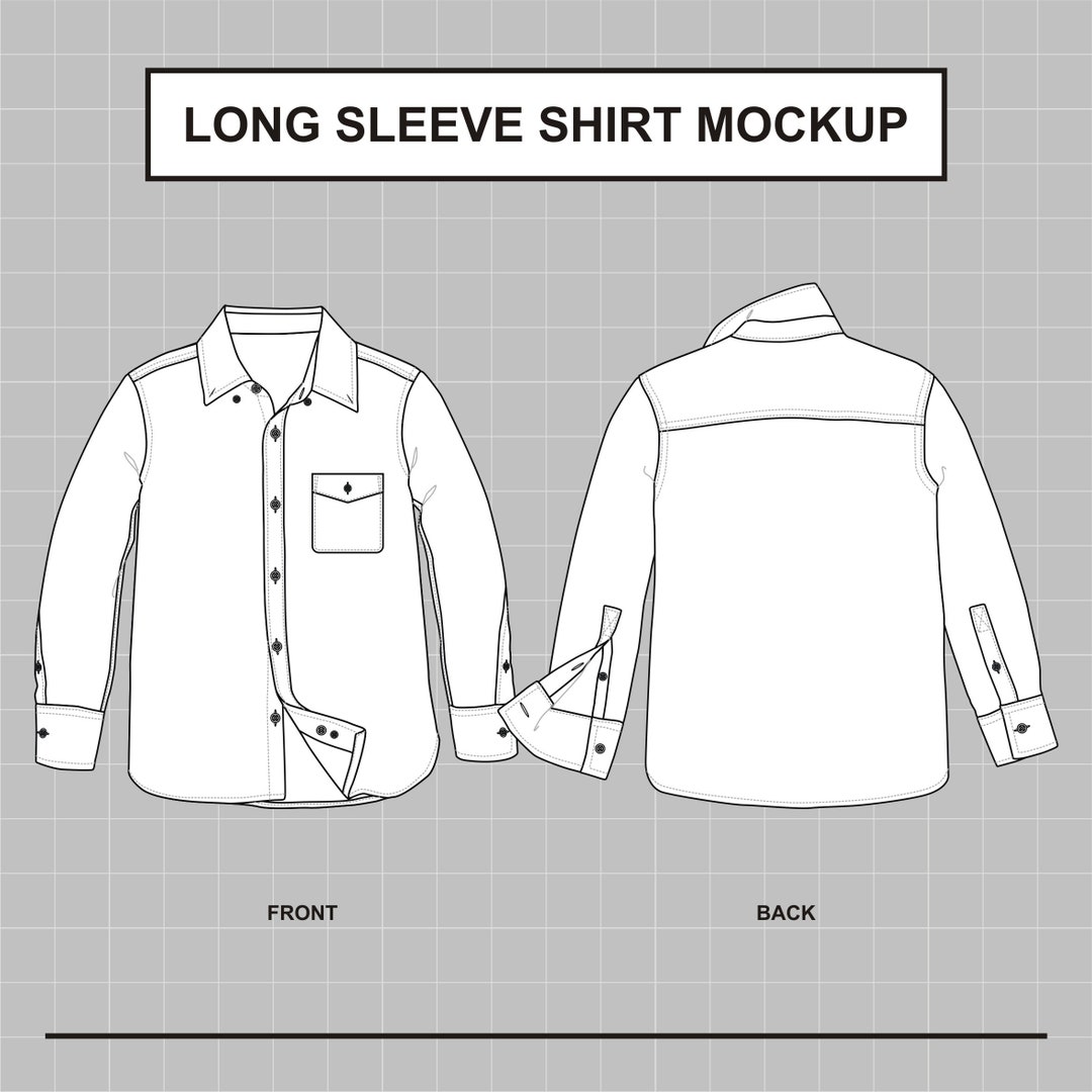 Long Sleeve Buttoned Shirt Vector Mockup Template - Etsy