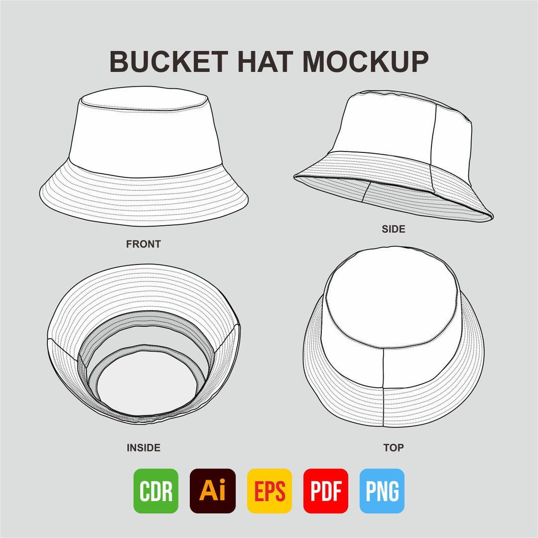 Bucket Hat Vector Mockup Illustration Flat Technical Drawing - Etsy
