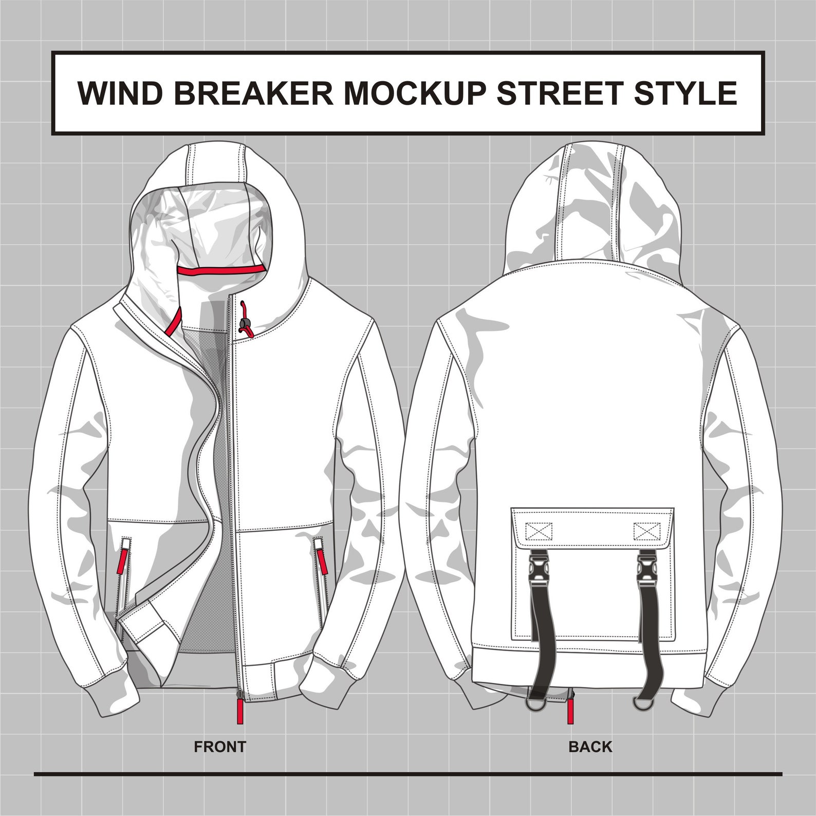 Windbreaker Jacket Vector Illustrator Mockup Streetwear Style - Etsy