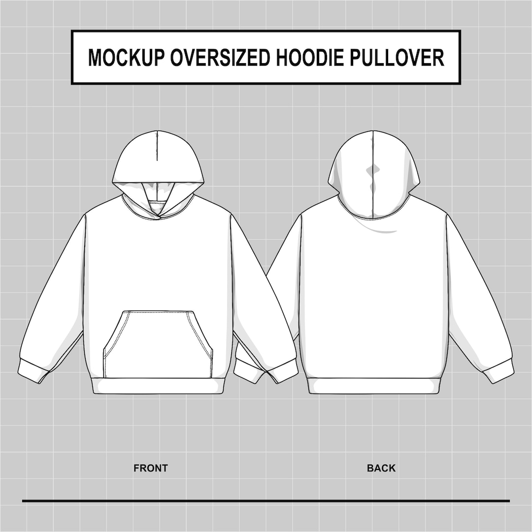 Mockup Hoodie Pullover Oversized Vector Illustrator - Etsy