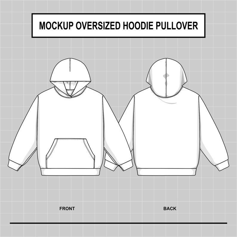 Mockup Hoodie Pullover Oversized Vector Illustrator - Etsy