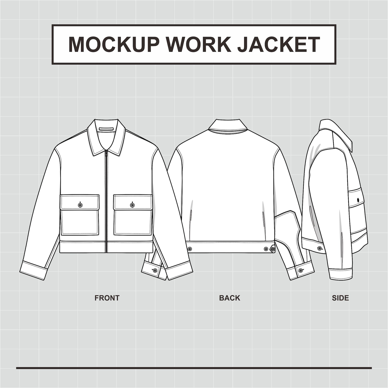 Mockup Work Jacket Vector Illustrator - Etsy