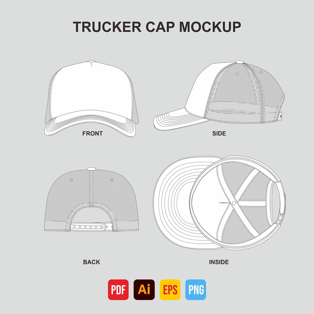 Trucker Cap Vector Mockup Illustration - Etsy