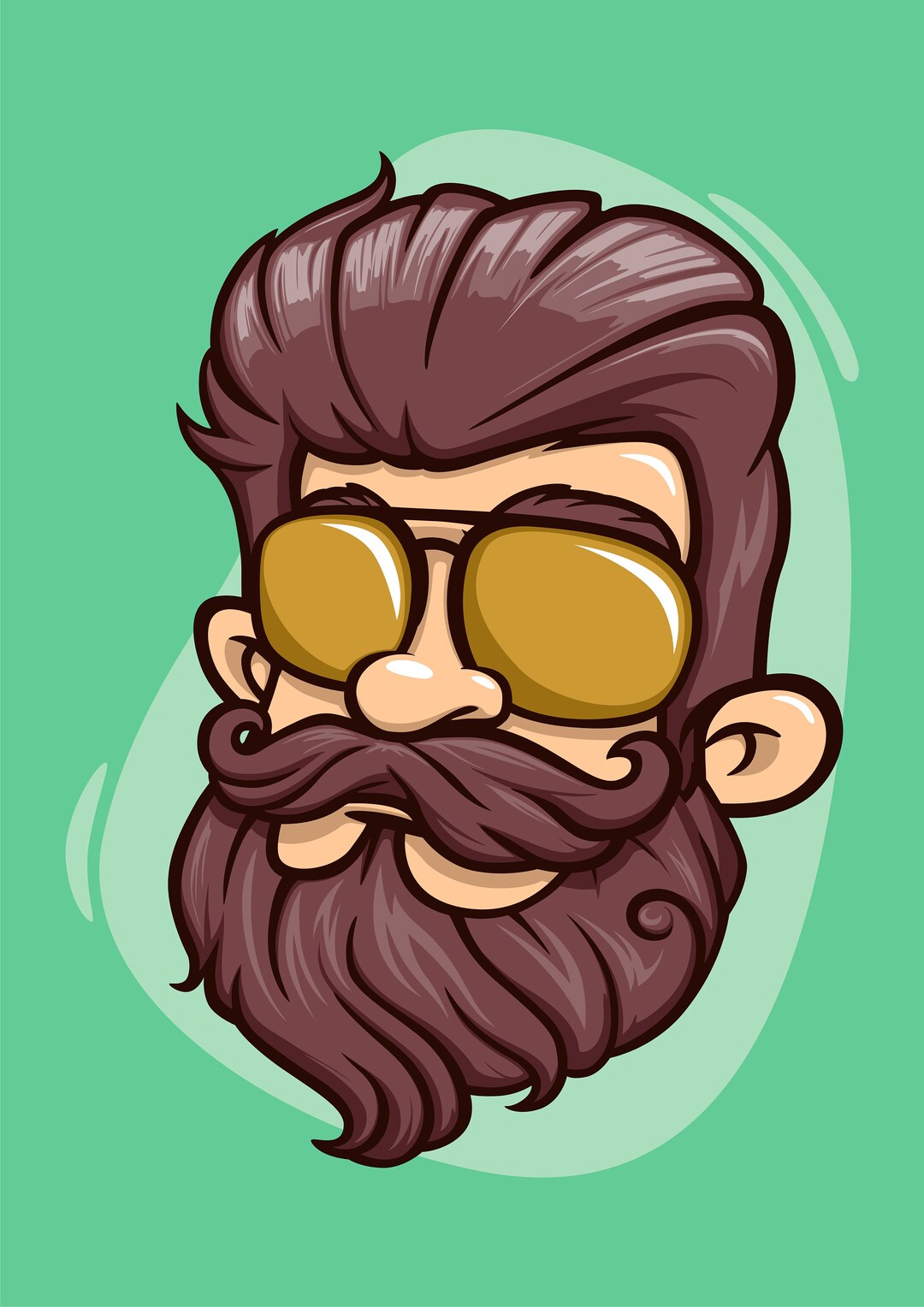 Editable Vector File Illustration of a Man With Beard Wearing ...