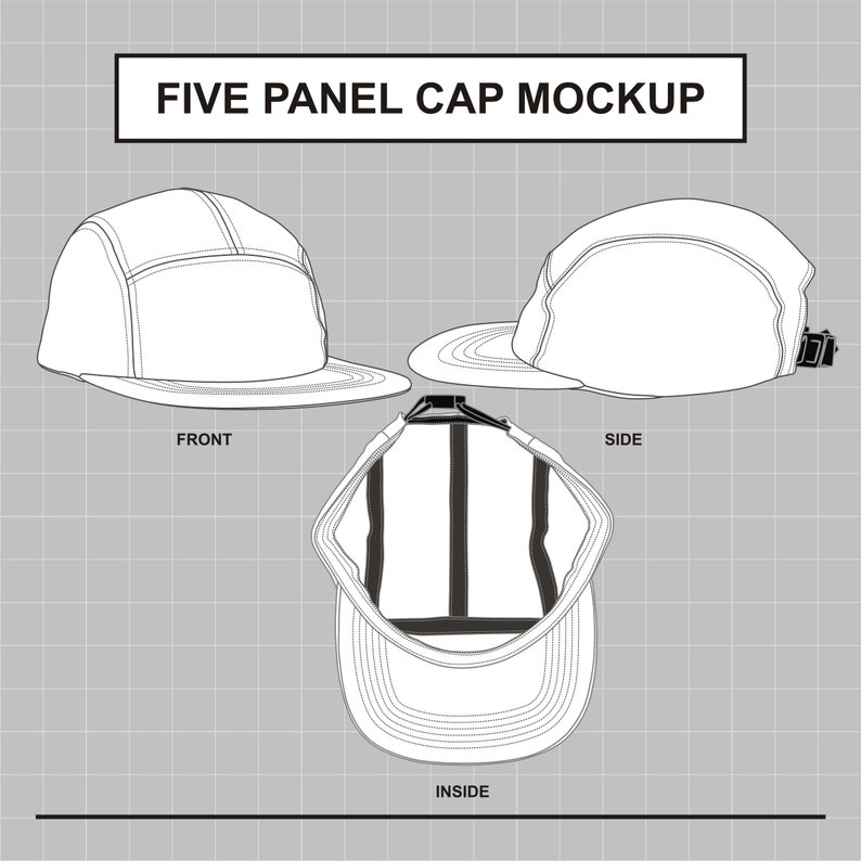 Five Panel Cap Vector Mockup Illustration Design Template | PNG, SVG, Ai - Etsy